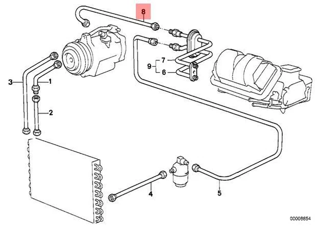 GENUINE BMW E30 Coupe Evaporator Compressor Suction Pipe OEM ...