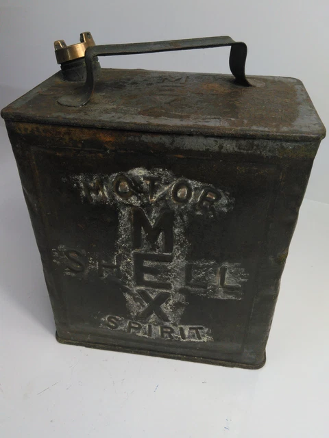 OLD TWO GALLON Motor Shell Mex Spirit Petrol Can Advertising BP Esso ...