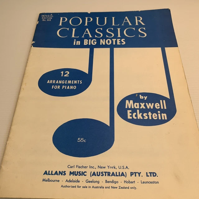 POPULAR CLASSICS IN Big Notes by Maxwell Eckstein 12 Piano Arrangements ...