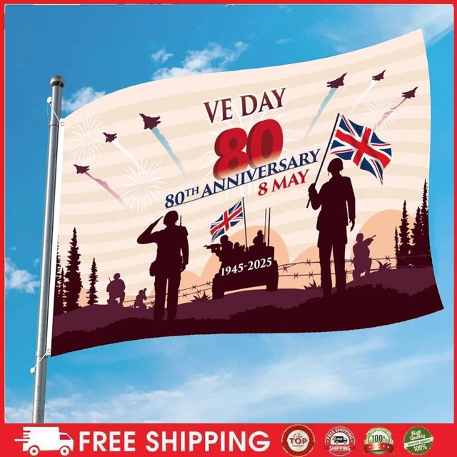 2025 VE DAY 80th Anniversary Flag 3x5 Ft VE Day Flag Waterproof ...