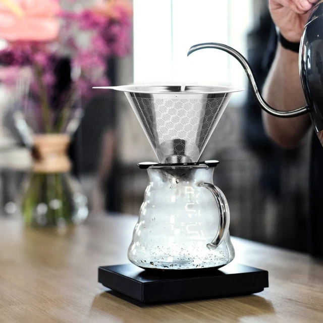 STAINLESS STEEL COFFEE Filter Coffee Dripper Slow Drip Coffee Funnel ...