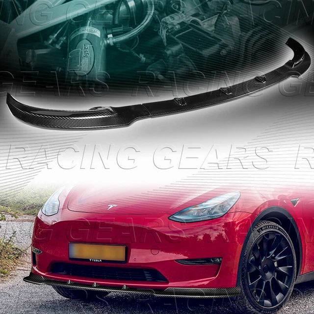 CARBON FIBER FRONT Bumper Spoiler Splitter Body Kit Lip Fit 20-24 Tesla ...