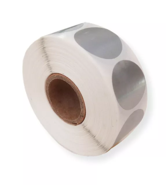 1000 GLOSS SILVER 25Mm Round Self Adhesive Blank Labels, Stickers ...