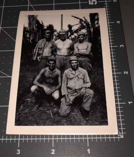 1940s Shirtless Army Men Jungle Beefcake Man Vintage Gay Int Snapshot