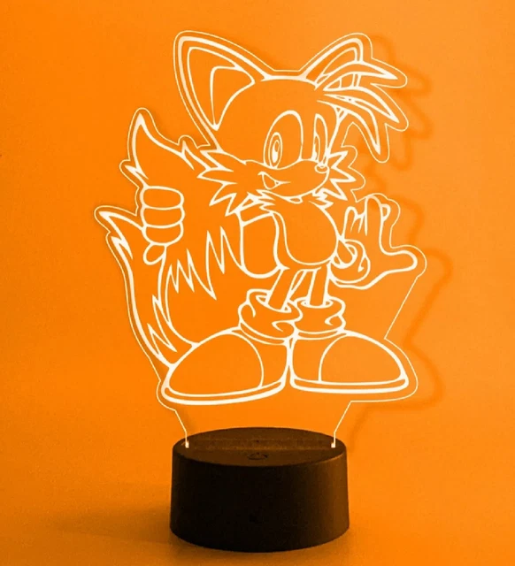SONIC THE HEDGEHOG Tails 3D Led Night Light 16 Color Remote & FREE ...