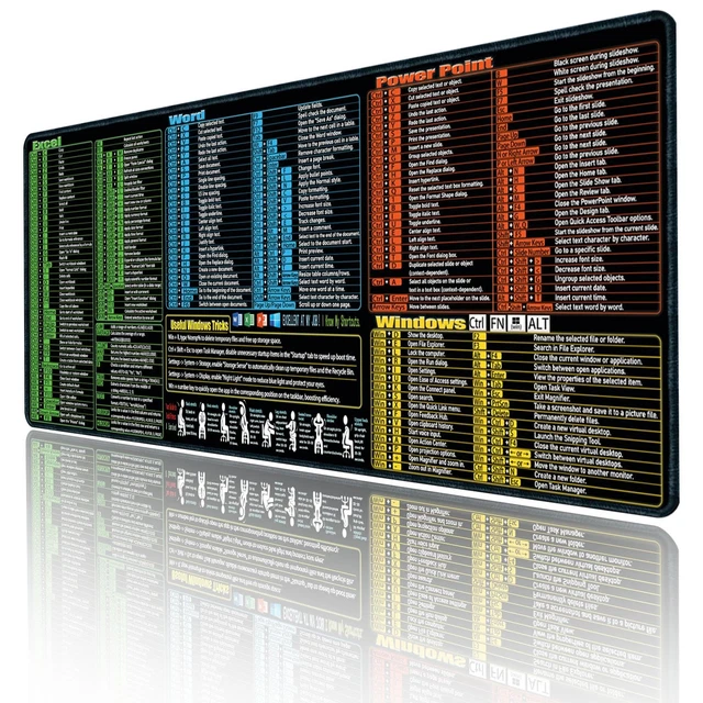 EXCEL/WORD/POWER POINT/WINDOWS CHEAT Sheet Desk Pad Large Gaming Office ...