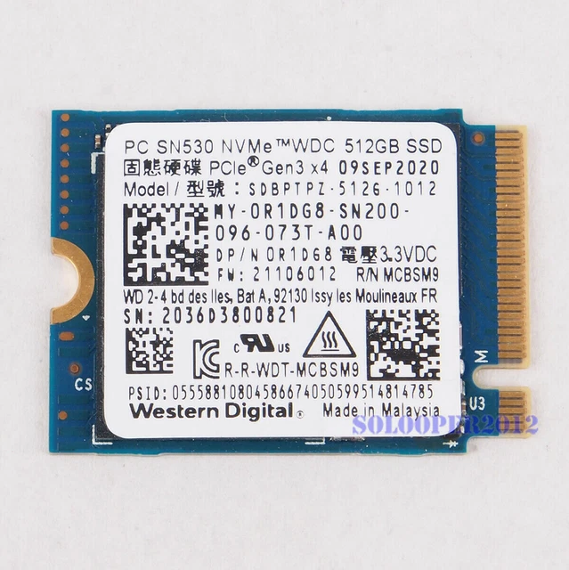 WESTERN DIGITAL SN530 500GB M.2 2230 PCIe NVMe SSD SDBPTPZ-512G-1012 512GB £64.01 - PicClick UK