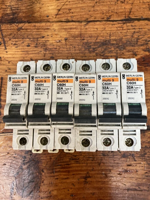 MERLIN GERIN MULTI 9 C60H 32A M9 Tipo 2 Monopolare 25592 MCB X6 EUR 11,79 - PicClick IT