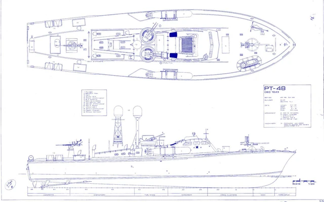 HIGGINS PT BOAT Blueprint Plans Ww2 Torpedo Navy Rare Detailed Period ...