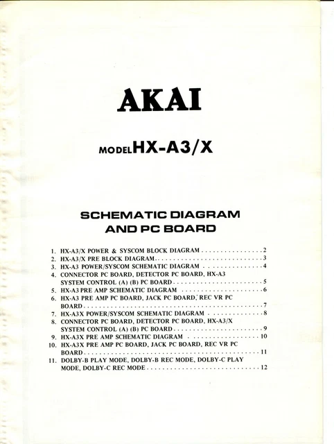 AKAI MODEL HX-1C Cassette Deck Schematic Diagram £11.19 - PicClick UK