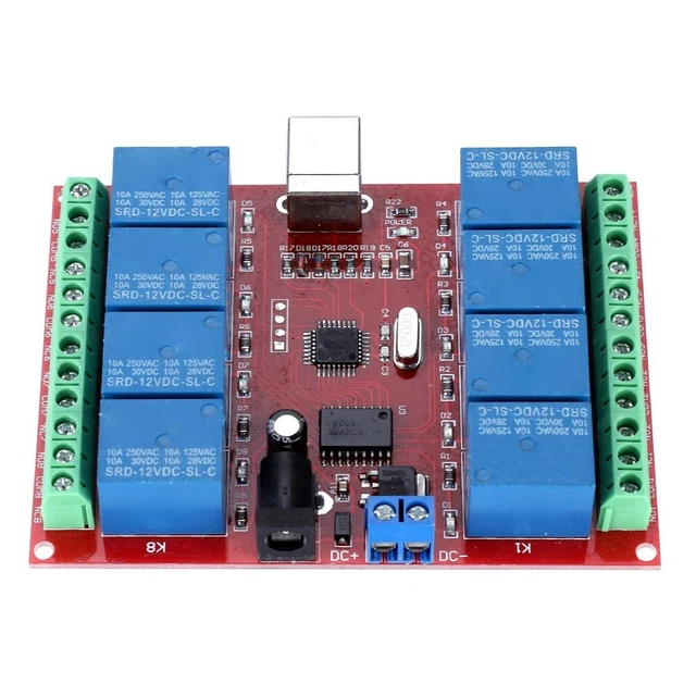8-CHANNEL 12V PC USB Intelligent Control Switch Relay Module Free ...