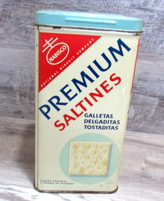 VINTAGE PRE-BARCODE 1950S Nabisco Premium Saltines Cracker Tin English ...