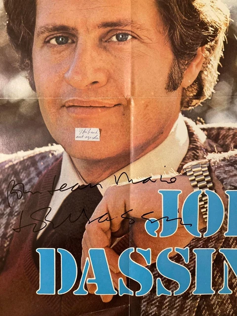 RARE JOE DASSIN Beau Poster Affiche 40/60 CM Autographe dédicace Signé ...