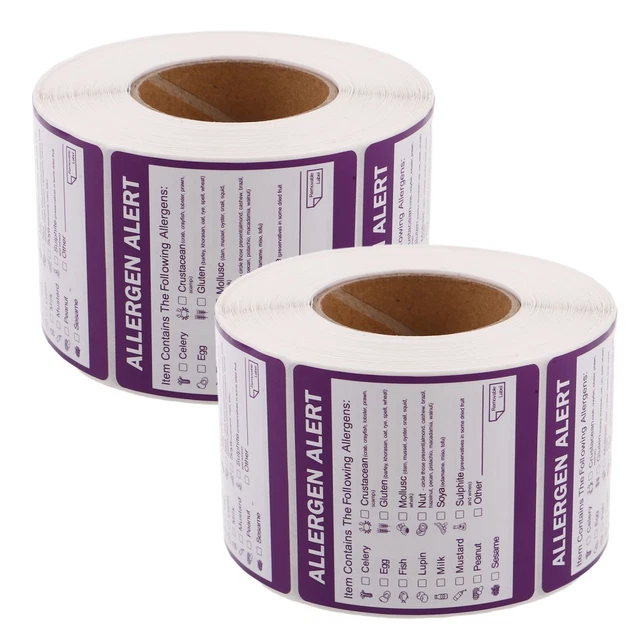 2 ROLLS ALLERGEN Label Food Labels Notification Stickers Indicator $44. ...