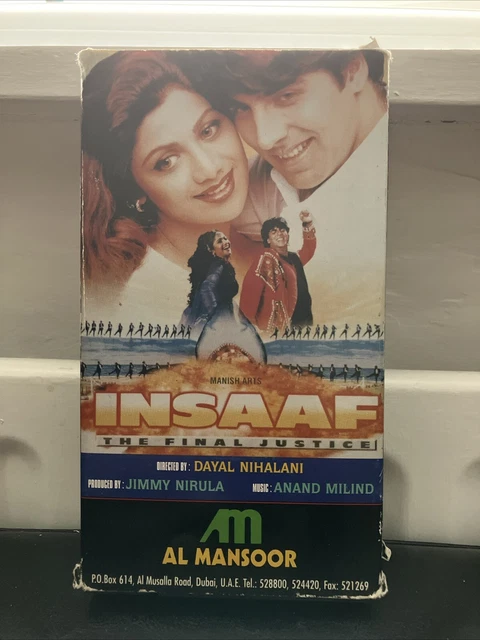 INSAAF BOLLYWOOD FILM VHS (Al Mansoor) Video Tape 90's hindi £34.99 ...