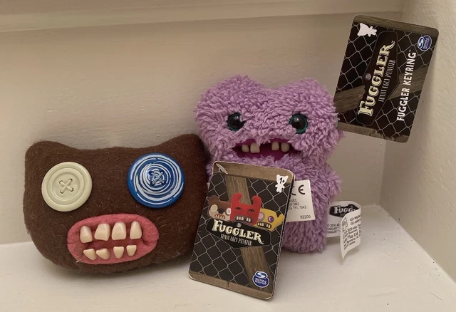 NEW FUGGLER FUNNY Ugly Monster Clip-on Backpack Key Chain Plush x 2 £10 ...