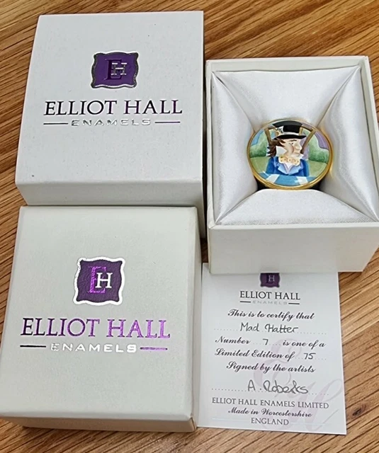 RARE ELLIOT HALL Enamels MAD HATTER Ltd Edition 7/75 ALICE IN ...
