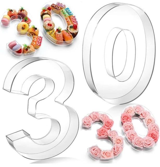 ACRYLIC 30TH BIRTHDAY Number Box Fillable Tray Charcuterie Letters ...
