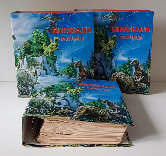 3 X ORBIS Dinosaur Fact File Folder Binder Education For Kids Adults ...
