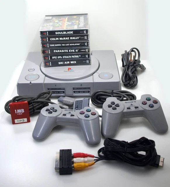 SONY PLAYSTATION PS1 Original Grey Console SCPH-9002 Accessories, And 6 ...