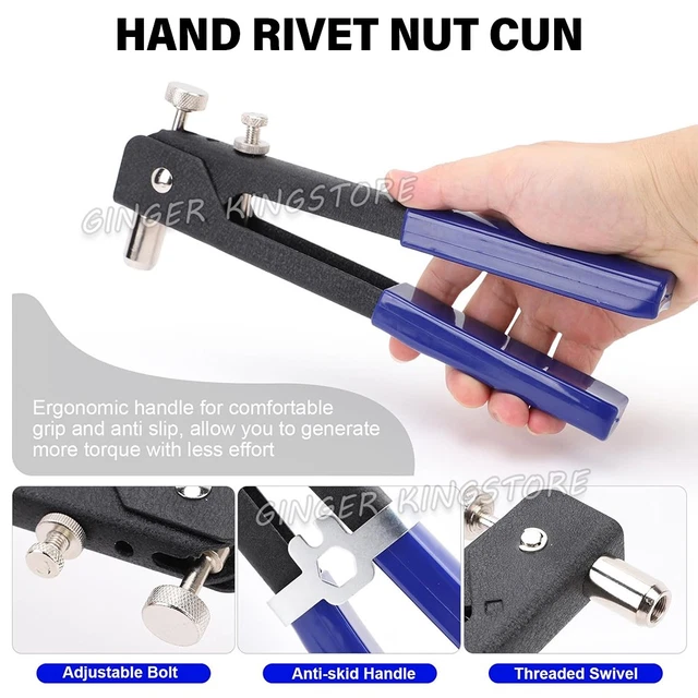 107X RIVETER NUT Nutsert Tool Rivnut Gun Wrench Nuts Riveting Kit ...