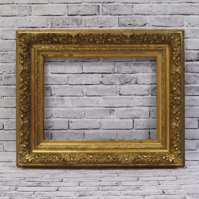 CADRE ANCIEN DE 1880-1900 en bois Dorure d'origine Feuillure: 61x47 cm ...