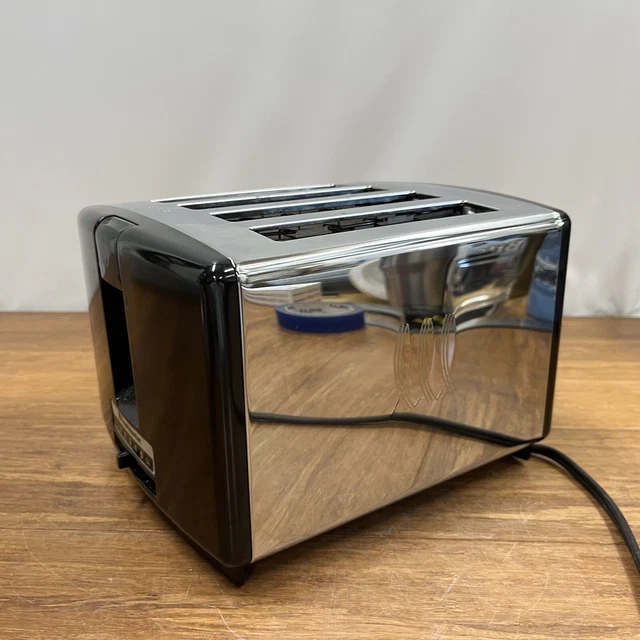 VINTAGE TOASTMASTER 4 Wide Slice Shiny Chrome Toaster D1050 Clean Works ...