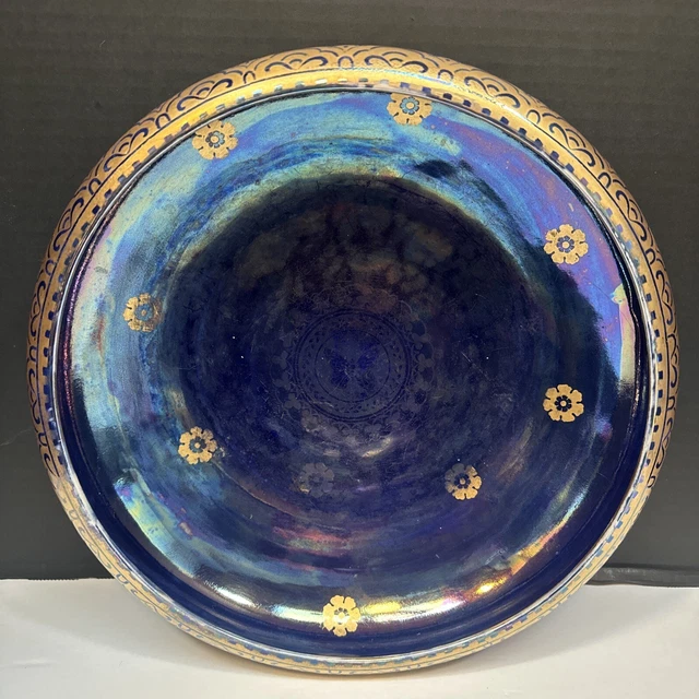 ANTIQUE MALING CORONET England Luster Cobalt Blue Gold Decor BUTTERFLY ...