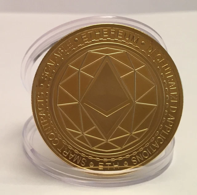 ETHEREUM (ETH) PHYSICAL Crypto Coin Gold Plated Souvenir & collectible ...