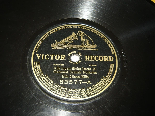 VICTOR 63577 78 RPM Elis Olson-Ellis: Svensk Folkvisa/Lifvets saga ...
