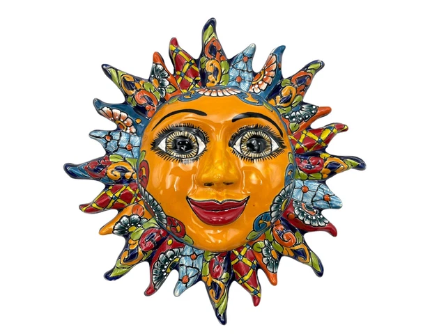 TALAVERA SUN FACE Mexican Pottery Folk Art Hand Painted Home Decor 12 ...