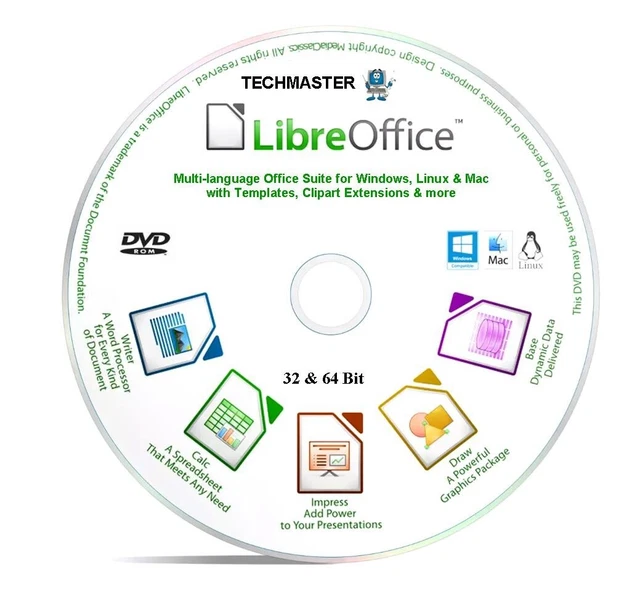 LIBRE OFFICE SUITE New 2025 Word Processor Database Spreadsheet Win Mac ...