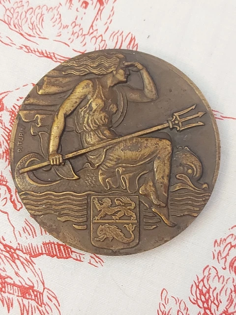 MÉDAILLE BRONZE CROISEUR DUNKERQUE MARINS JACOBSEN JEAN BART F. BART ...