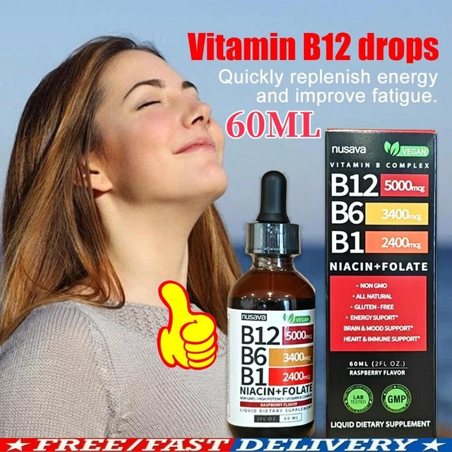VITAMIN B12 AND B6 Liquid Drops, B12 Sublingual B Complex - B12 5000mcg ...