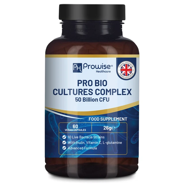 PRO BIO CULTURES Complex Probiotics and Prebiotics - 60 Capsules £8.99 ...