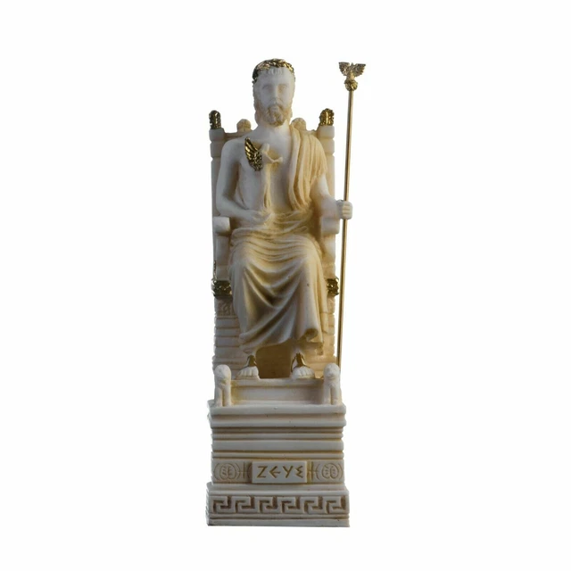 STATUE ALBÂTRE ZEUS sur le trône dieu grec romain ton or 8,6" 21 cm EUR ...