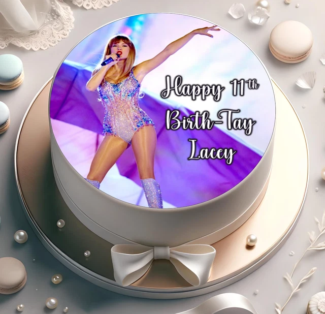 TAYLOR SWIFT EDIBLE Personalised Icing Cake Topper 7.5" Round Icing Sugar £5.99 - PicClick UK