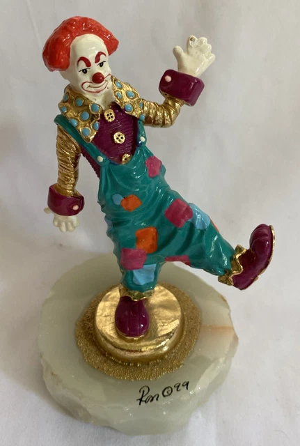 VINTAGE 1999 RON Lee Signed Clown 5.25” Figurine Sculpture 24 kt Gold ...