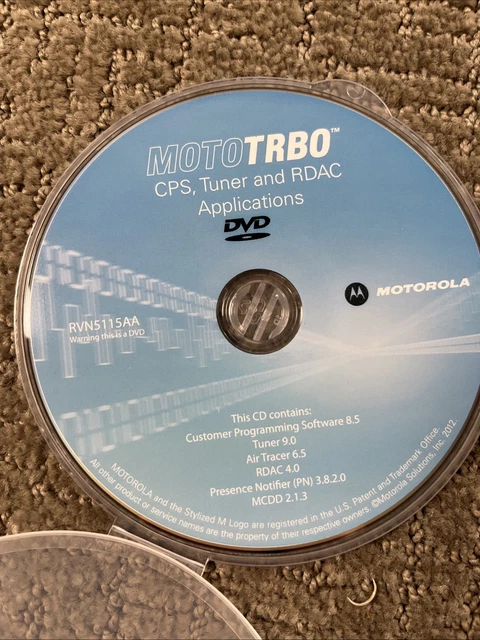 MOTOTRBO CPS TUNER RDAC Software Disc RVN5115AA Motorola $27.89 ...