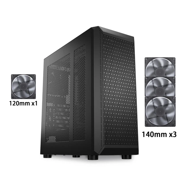 CLASSICO ATX PC Case Micro-ATX Gaming Case Mid-Tower Mesh Front Panel 4 ...