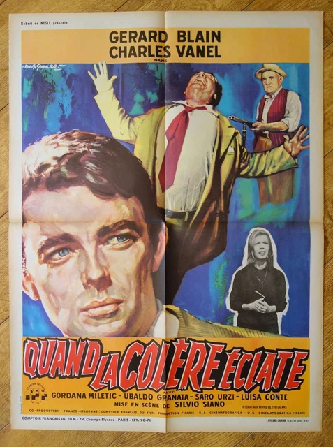 QUAND LA COLERE ECLATE Gerard Blain affiche cinema originale 80x60 cm ...