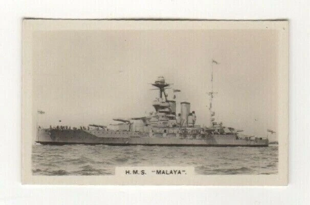 MILITARY CIGARETTE CARD Famous British Ships & Officers. HMS Malaya EUR ...