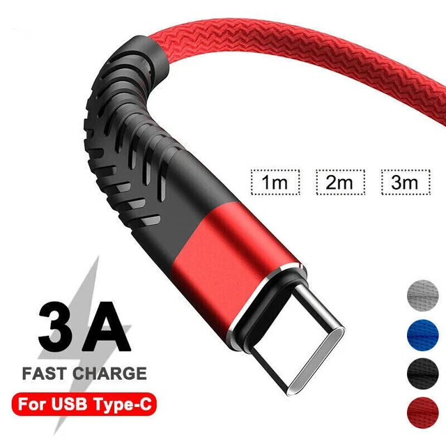 HEAVY DUTY BRAIDED USB C Type-C Fast Charging Data Sync Charger Cable ...