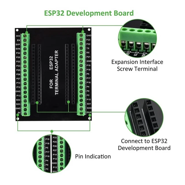 SCHEDA ESP32 GPIO 1 in 2 compatibile con NodeMCU-32S Lua 38 pin GPIO ...