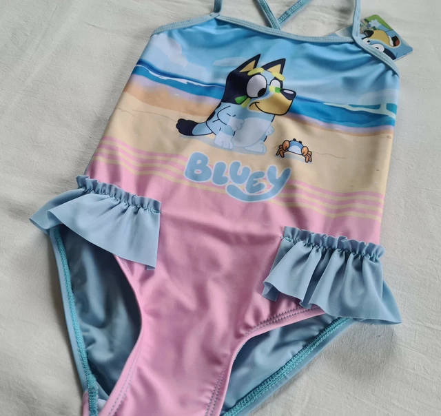BLUEY GIRLS BLUE Pink Beach Printed 1 Piece Bathers Swimsuit Size 1 New ...