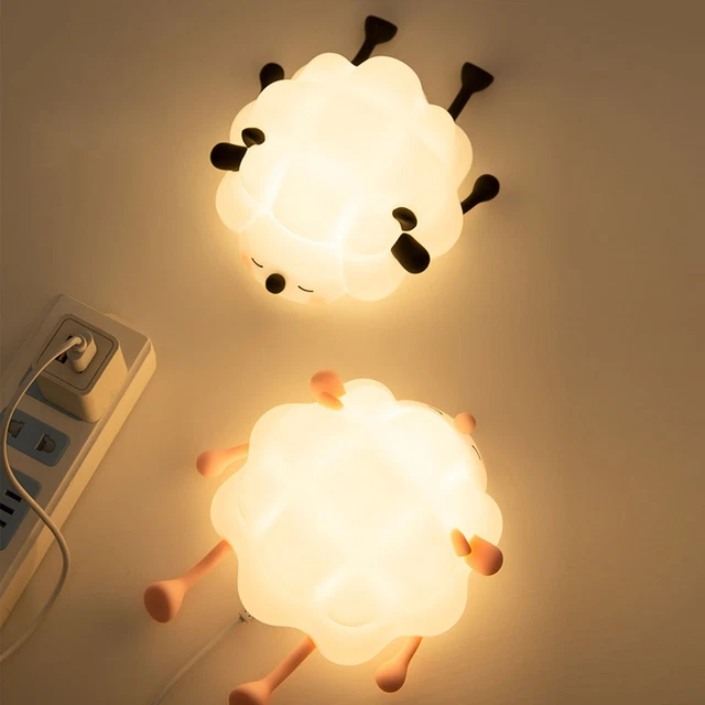 NIGHT LAMP CUTE Cartoon Sheep Modeling Three Speed Lighting Eye Caring ...