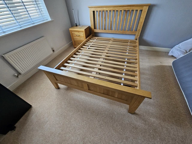 SOLID OAK BED Frame Double £41.47 - PicClick UK