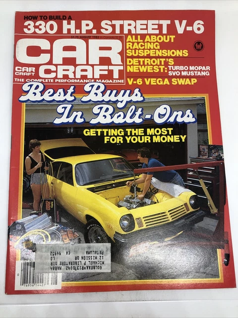 CAR CRAFT MAGAZINE Aug/1983...V-6 Vega Swap...turbo Mopar & Svo Mustang ...