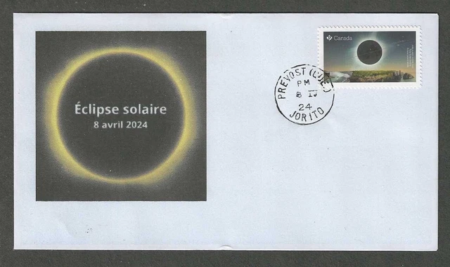 2024 ECLIPSE SOLAIRE Solar eclipse 8 avril April 8 Souvenir cover CDS ...