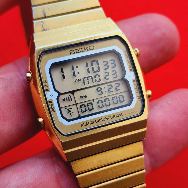 SEIKO ALARM CHRONOGRAPH Watch Vintage Running Man *Rare Gold Coloured* A714-5059 EUR 230,26 ...